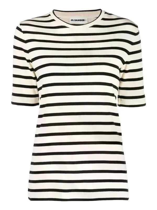 JIL SANDER Striped Cotton T-shirt - Neutrals