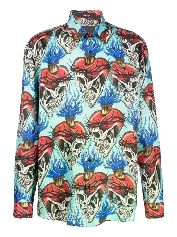 Philipp Plein Skull-print Shirt - Blue