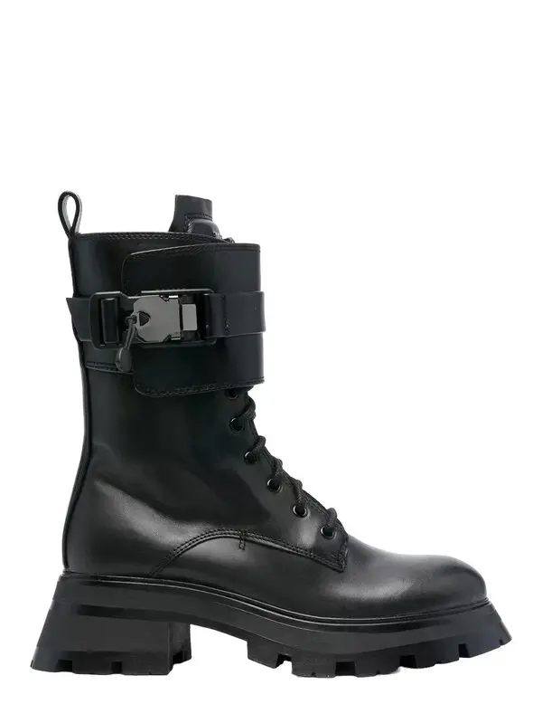 Dkny Sava Buckle-detail Combat Boots - Black