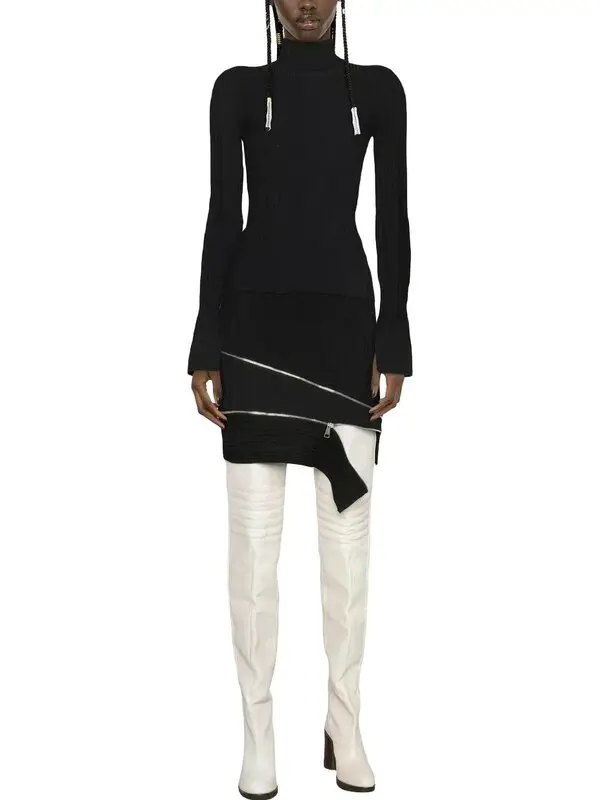 ANDREĀDAMO Zip-detail Knitted Skirt - Black
