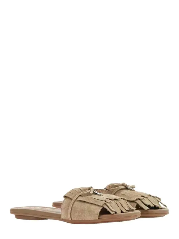 Hogan H685 Flat Sandals With Fringe Detail - Neutrals