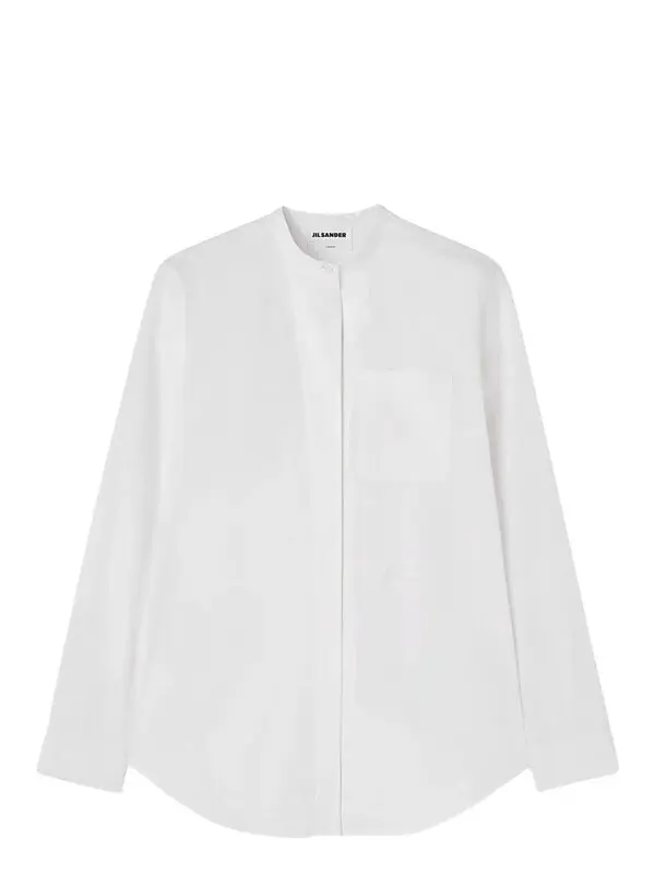 JIL SANDER Collarless Long Sleeve Shirt - White