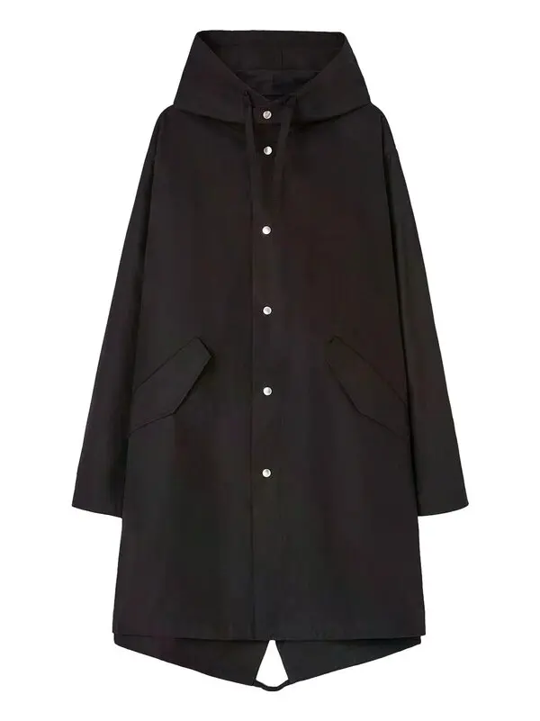 JIL SANDER Logo Print Hooded Parka - Black