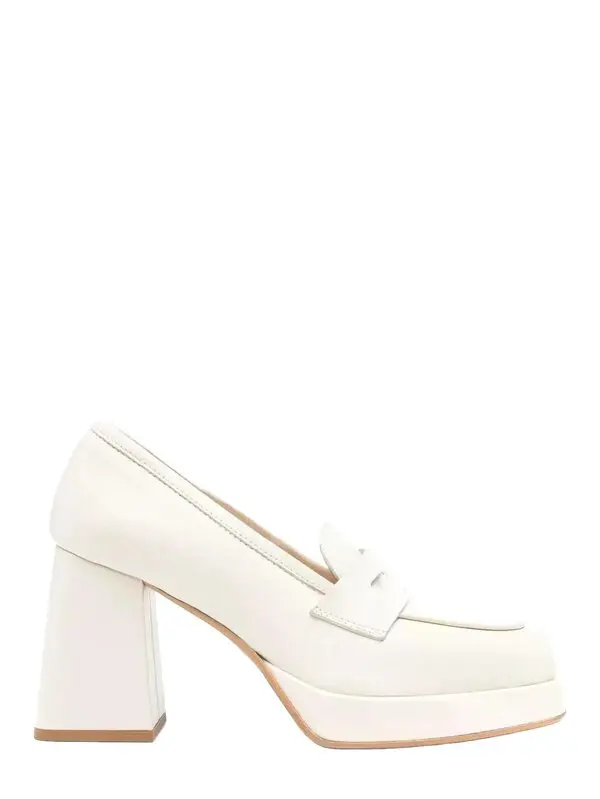 VAMSKO Greta Leather Block Heel Pumps - Neutrals