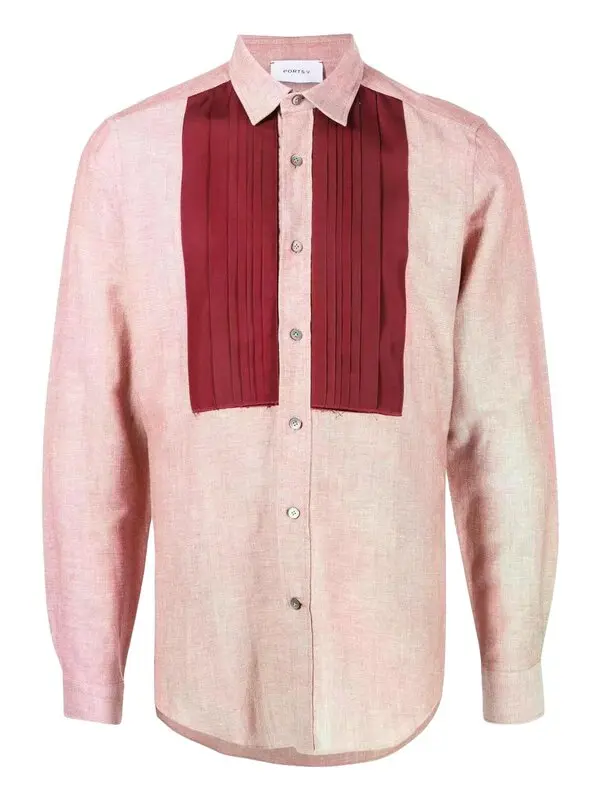 PORTS V Two-tone Long-sleeve Shirt - Red