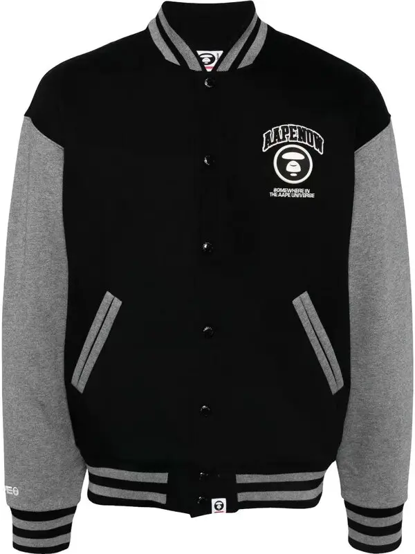 AAPE BY *A BATHING APE Logo Baseball Jacket - Black