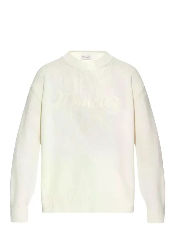 Moncler Virgin Wool-cashmere Blend Crew Neck Sweatshirt - White
