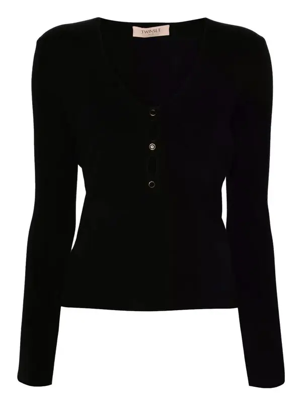 TWINSET Crystal-embellished Ribbed Top - Black