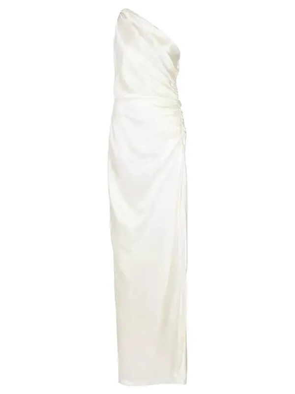 Michelle Mason One-shoulder Silk Gown - White