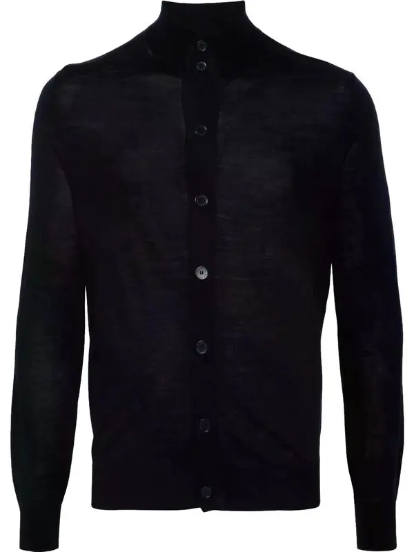 BALLANTYNE Roll-neck Wool Cardigan - Blue