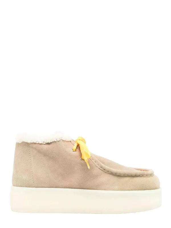 Miu Miu Suede Ankle Boots With Flatform Sole - Neutrals
