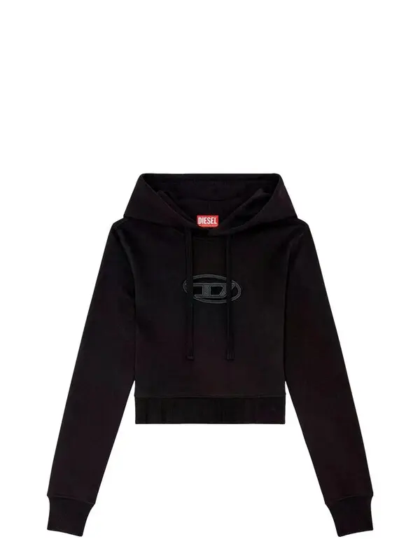 DIESEL® F-slimmy Cropped Drawstring Hoodie - Black