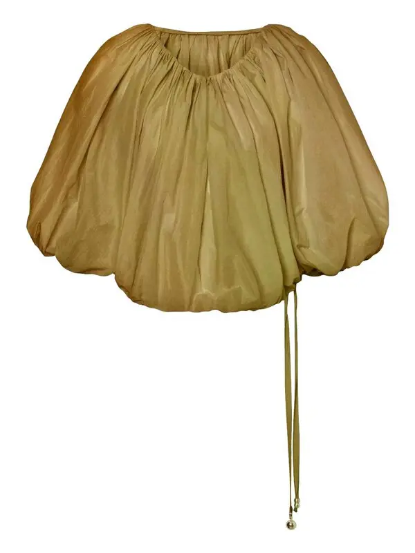 Philosophy Di Lorenzo Serafini Gathered Blouse With Puff Sleeves - Neutrals