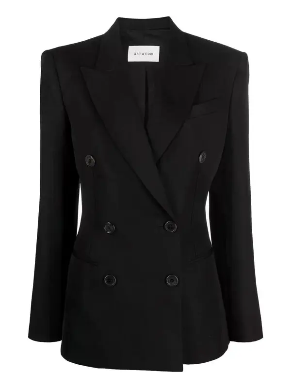 ARMARIUM Myra Double-breasted Wool Blazer - Black
