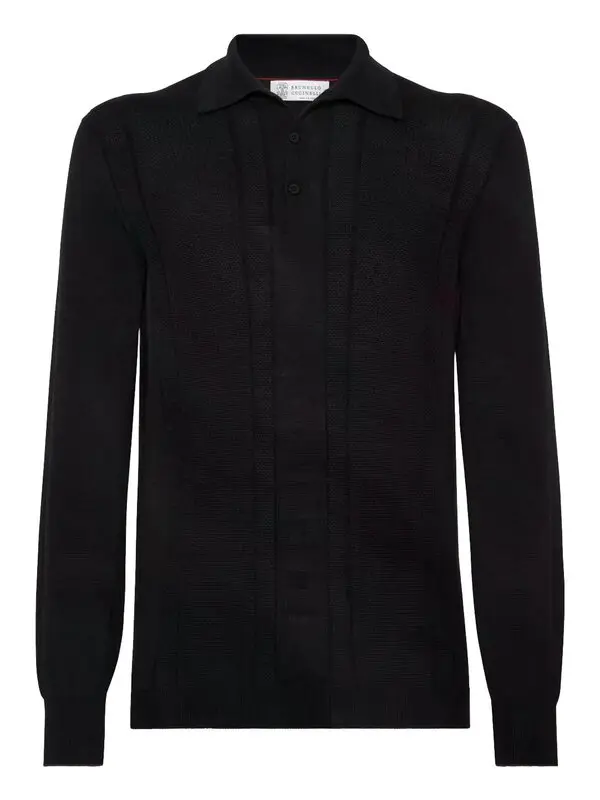 Brunello Cucinelli Knitted Polo T-shirt - Black