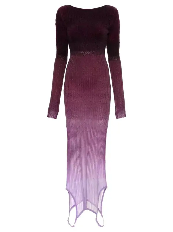 Attico Ombré Ribbed-knit Midi Dress - Purple