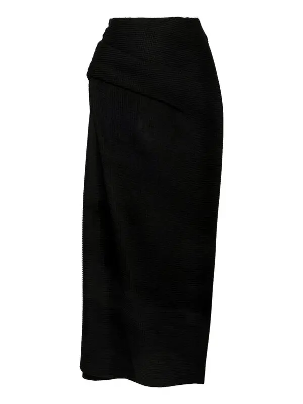 DEL CORE Popcorn Texture Pencil Midi Skirt - Black