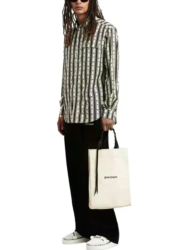 Palm Angels Palm Tree Striped Shirt - Black