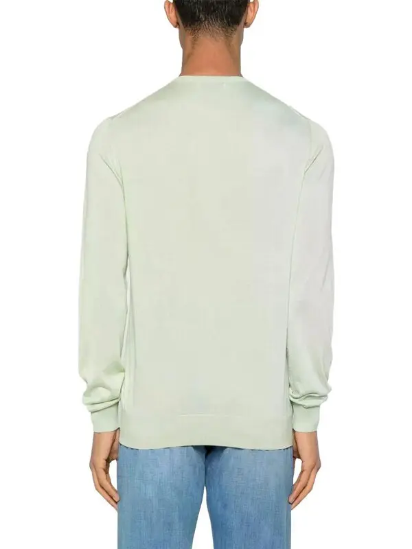 Bruno Manetti Fine-knit Crew Neck Sweater - 207 Green