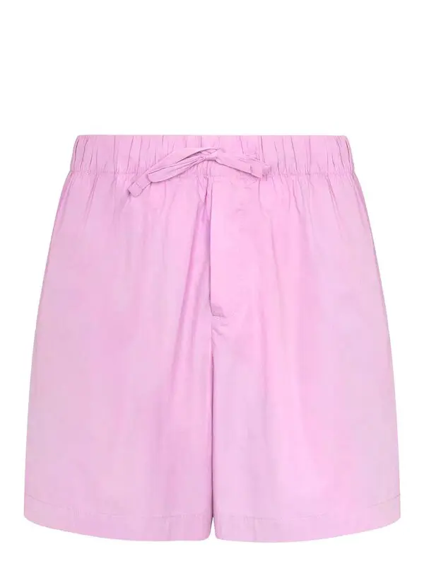 TEKLA High-waisted Drawstring Poplin Shorts - Purple
