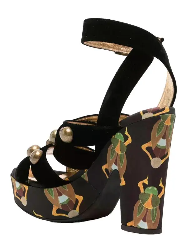 La DoubleJ 140mm Medal Wedge Sandals - Black