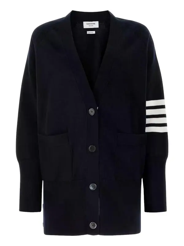 Thom Browne 4-bar Knitted Cardigan - Blue