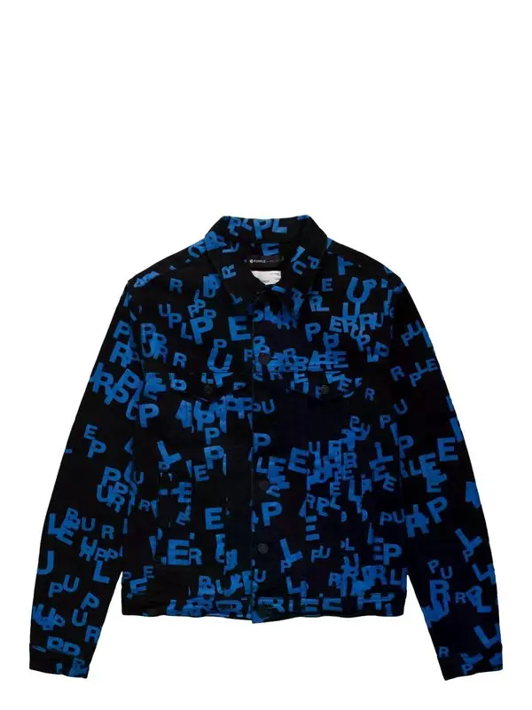 PURPLE BRAND Logo Print Denim Jacket - Blue