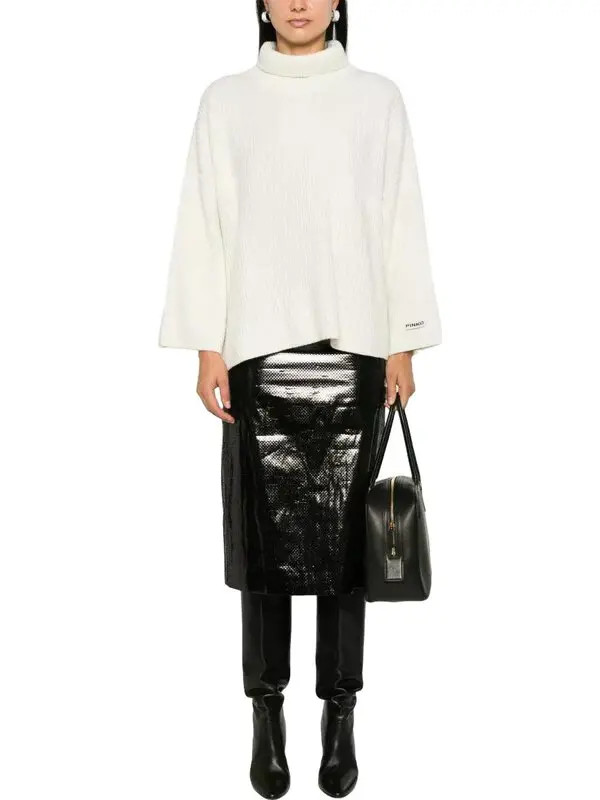Pinko Burmilla Wool-cashmere Blend Roll Neck Sweater - Neutrals