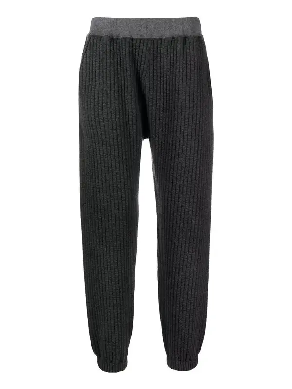 WHITE MOUNTAINEERING Ribbed Cotton-blend Track Pants - Grey