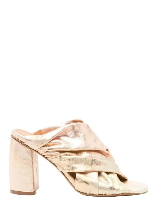 FORTE_FORTE Laminated Leather Heeled Mules - Pink