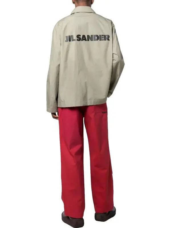 JIL SANDER Logo-print Cotton Shirt Jacket - Green