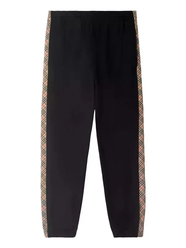 Burberry Check Trim Cotton Jogging Pants - Black