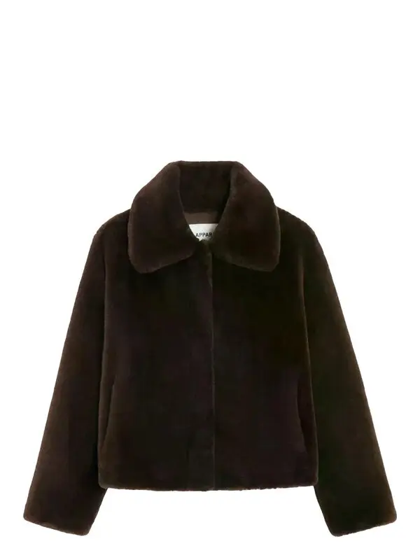 Apparis Wide-collar Faux Fur Jacket - Brown