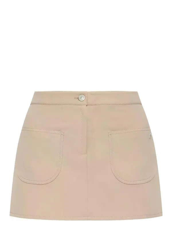COURREGES Twill Mini Skirt With Logo Appliqu - Neutrals