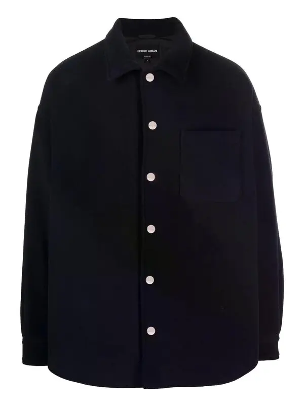 Giorgio Armani Felted Virgin Wool Shirt Jacket - Blue