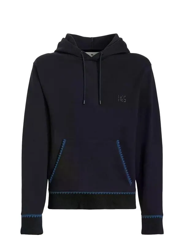 Etro Logo-patch Pullover Hoodie - Blue