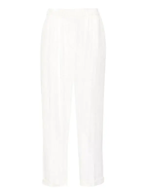 Peserico Ivory White Corduroy Cropped Trousers - Neutrals