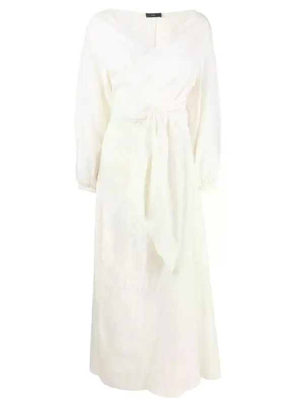Voz Silk Wraparound Peasant Blouse Dress - White