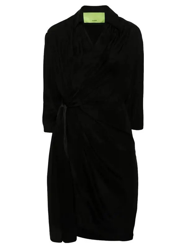 Gauge81 Miya Silk Wrap Dress - Black