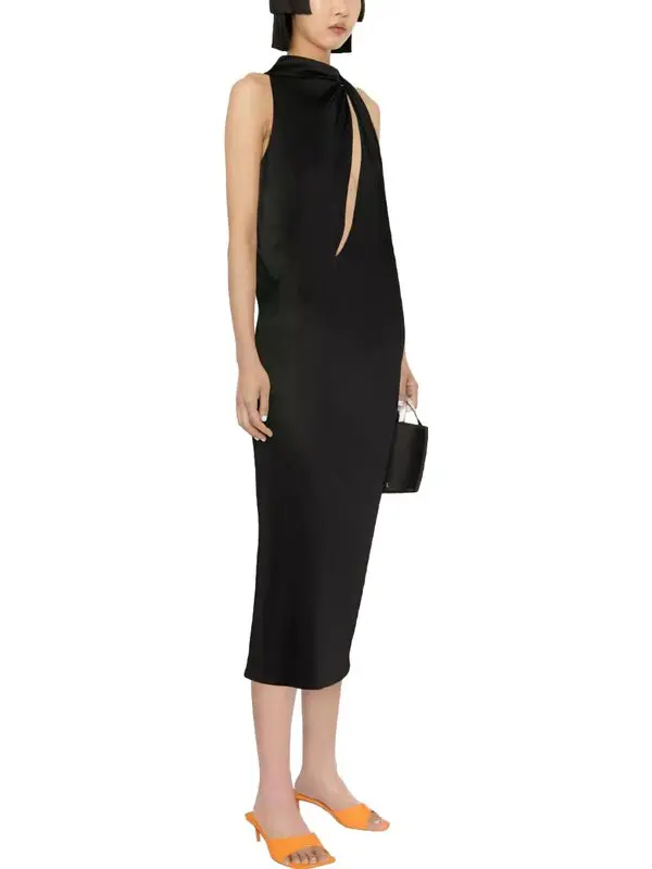 Versace Slashed Halterneck Midi Dress - Black