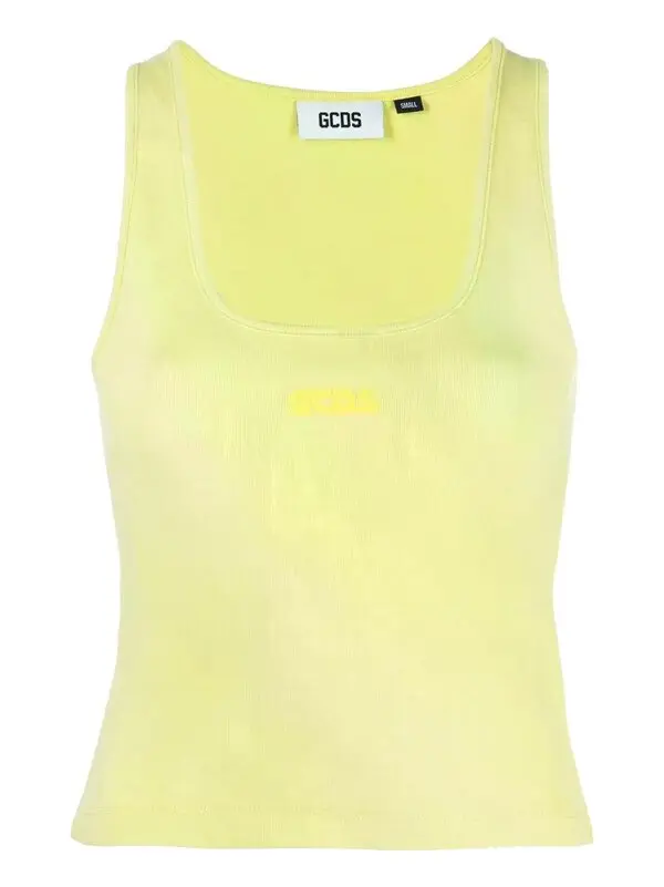 Gcds Logo-print Ribbed Cotton Tank Top - Green