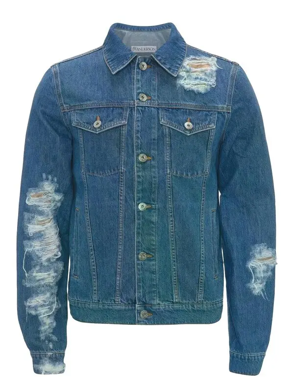 JW Anderson Distressed Denim Jacket - Blue