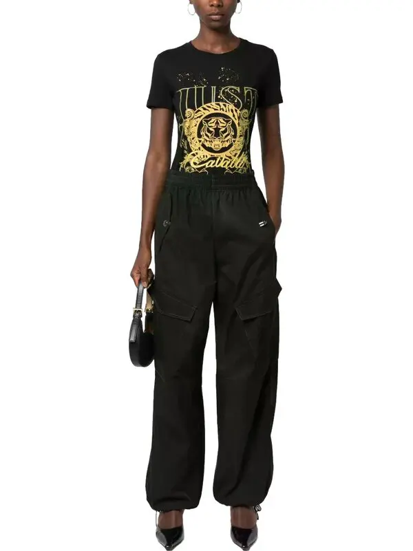 Just Cavalli Tiger Head-motif Cotton T-shirt - Black