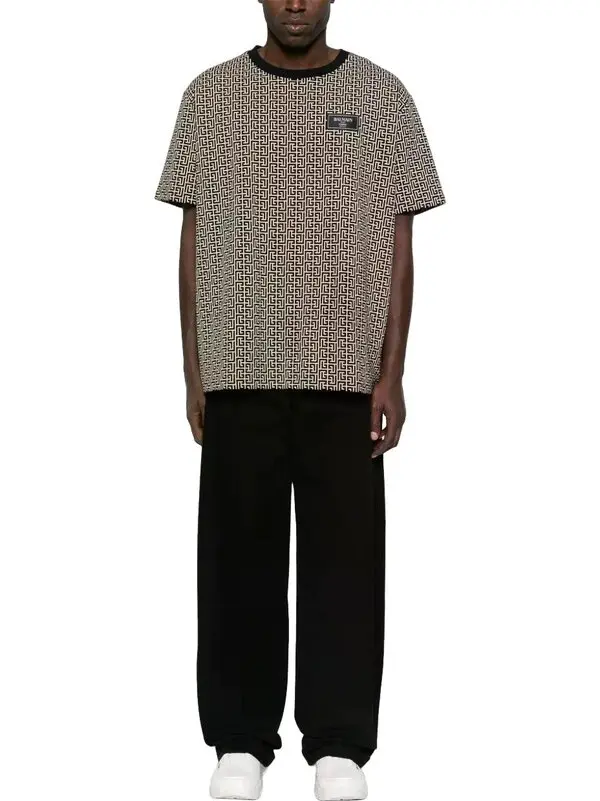Balmain Pb Labyrinth Jacquard T-shirt - Neutrals