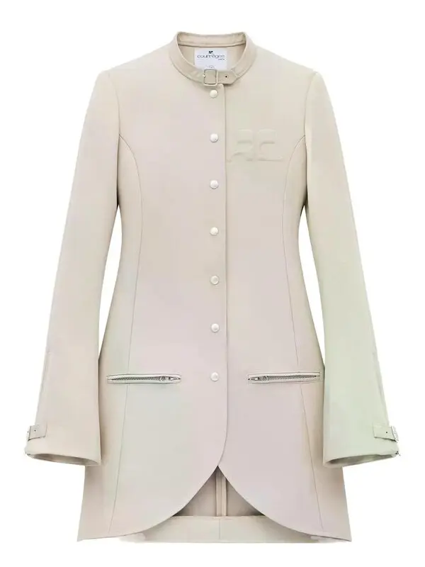 COURREGES Ellipse Twill Asymmetric Coat - Neutrals