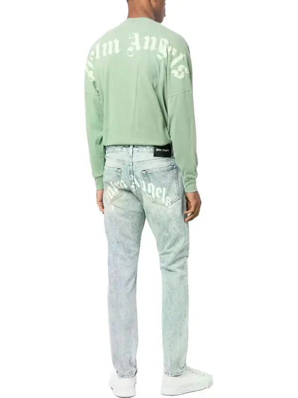 Palm Angels Curved Logo Print Jeans - Blue