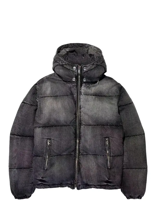 PURPLE BRAND Denim Padded Hooded Jacket - Black