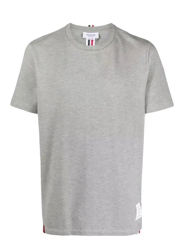Thom Browne Rwb-stripe Piqué T-shirt - Grey