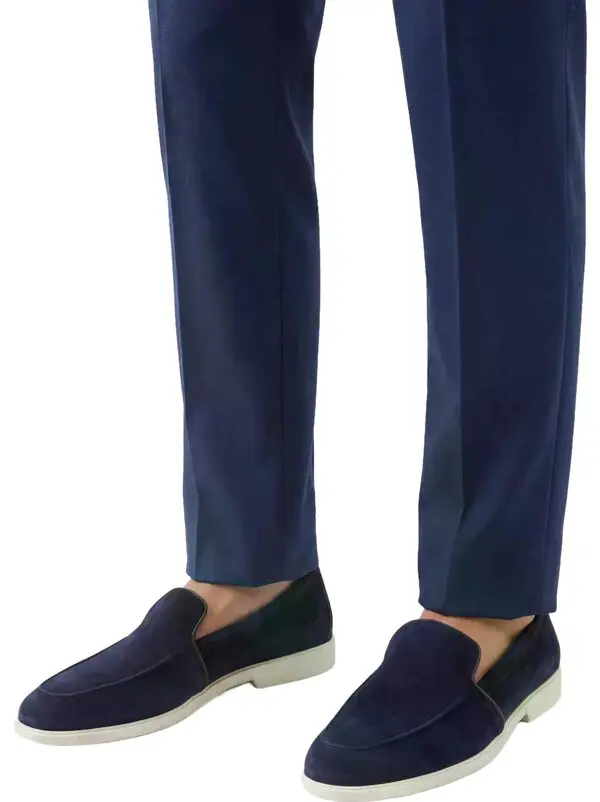 Santoni Pipe-trim Suede Loafers - Blue