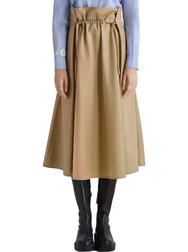 Ports 1961 Beige Cotton Blend Midi Skirt - Neutrals